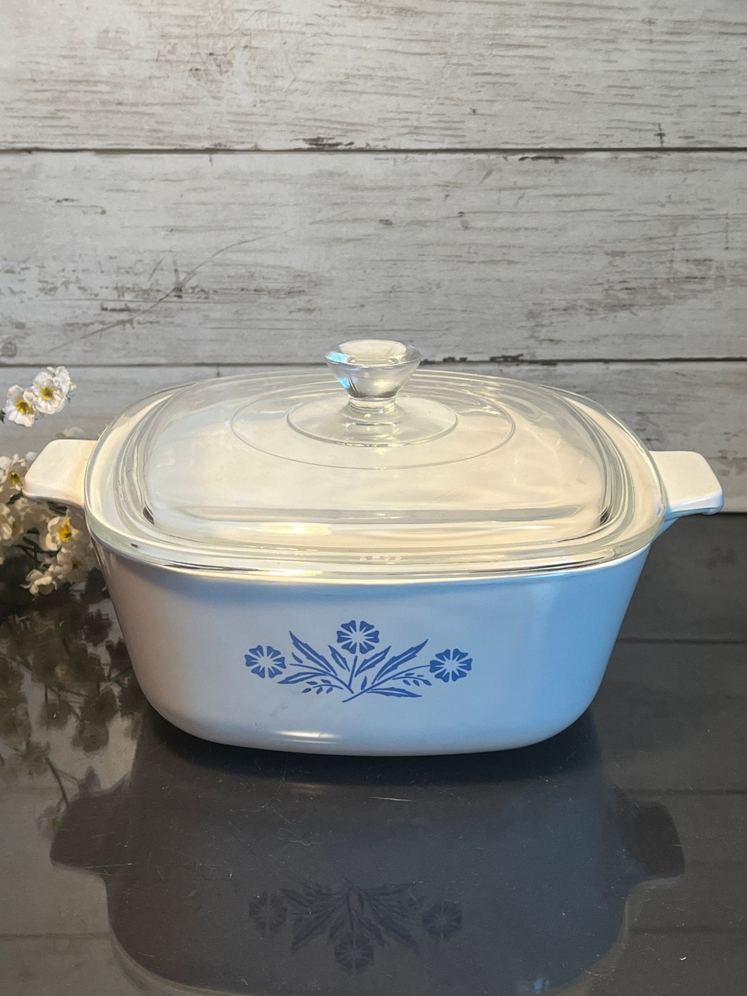 Vintage Corning Ware Cornflower Casserole Dish and Lid, Cornflower ...