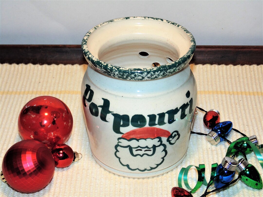Santa Potpourri Jar, Hand Turned Three Rivers Pottery, Candle Holder ...