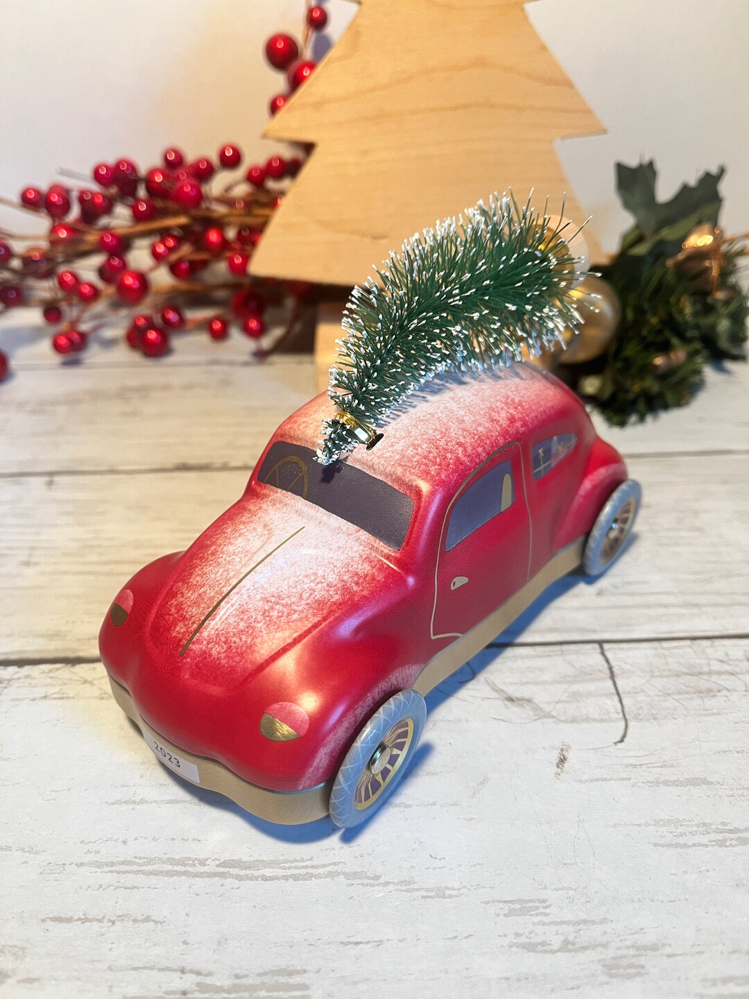 VW Beetle Christmas Candy Tin, Red Volkswagen Tin Car, Holiday Gift ...
