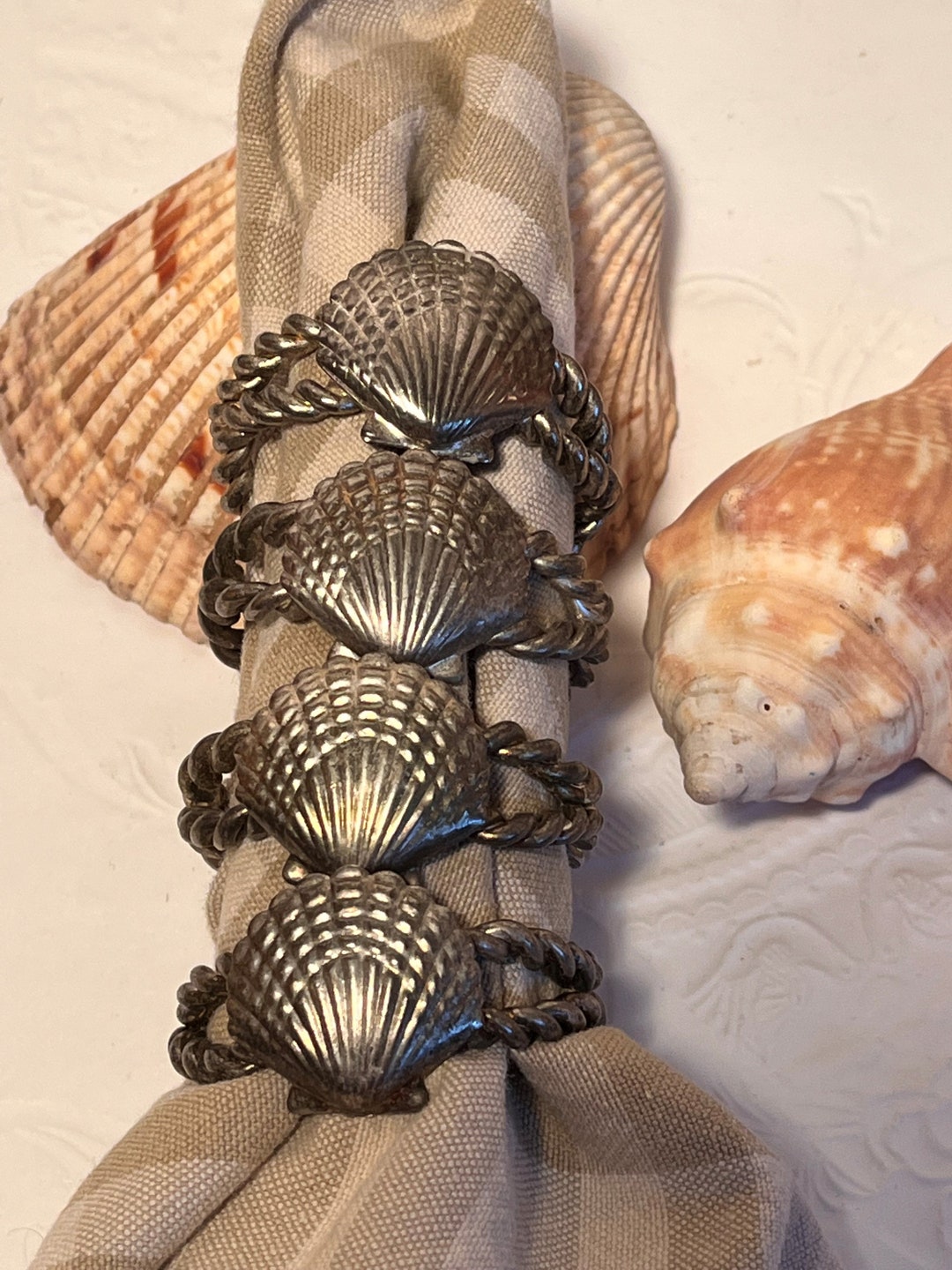 Silver Shell Napkin Rings Set of 4 Tableware Beach Decor - Etsy
