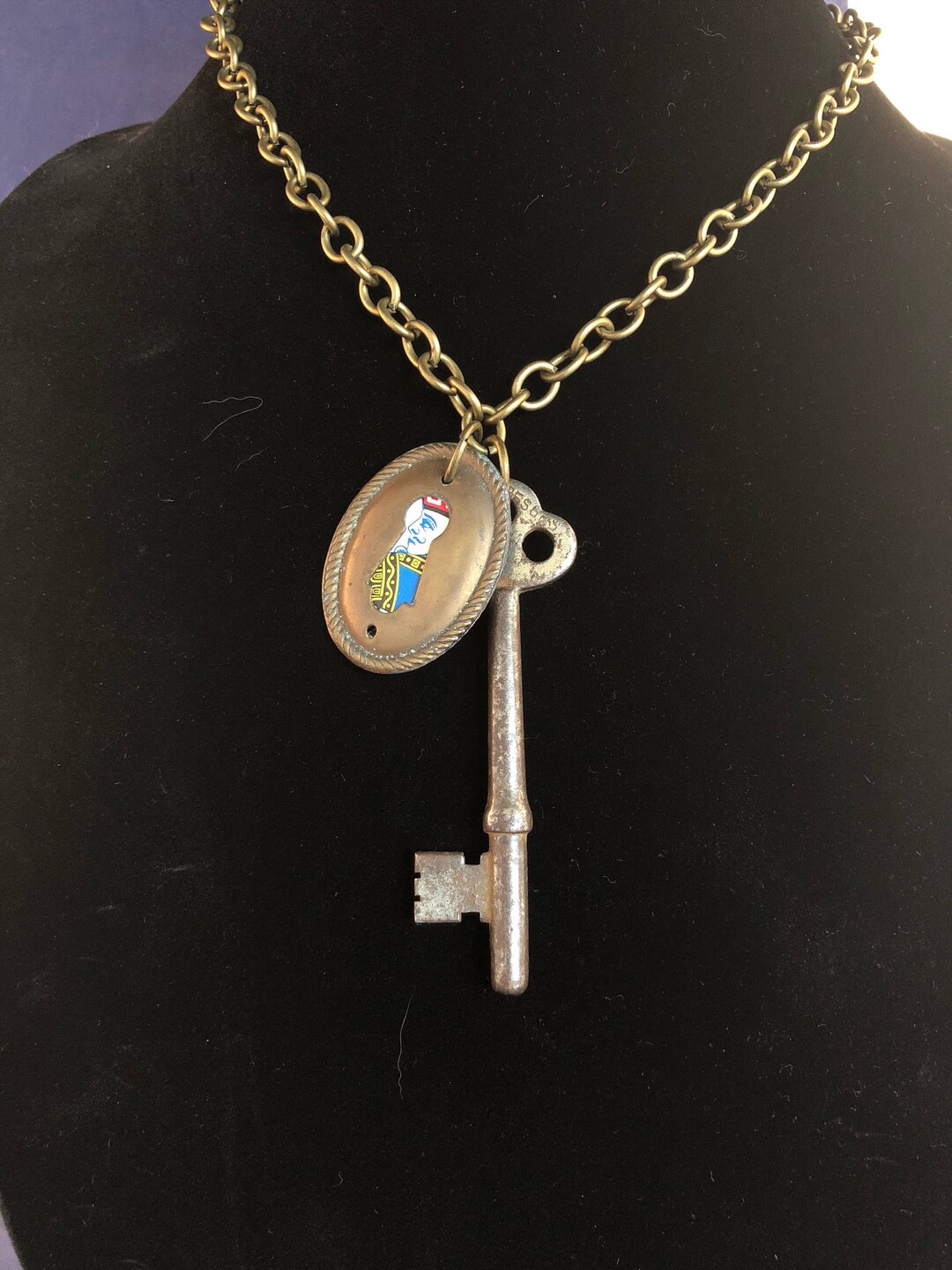 Antique Key and Keyhole Pendant Necklace - Steampunk - Eclectic - King ...