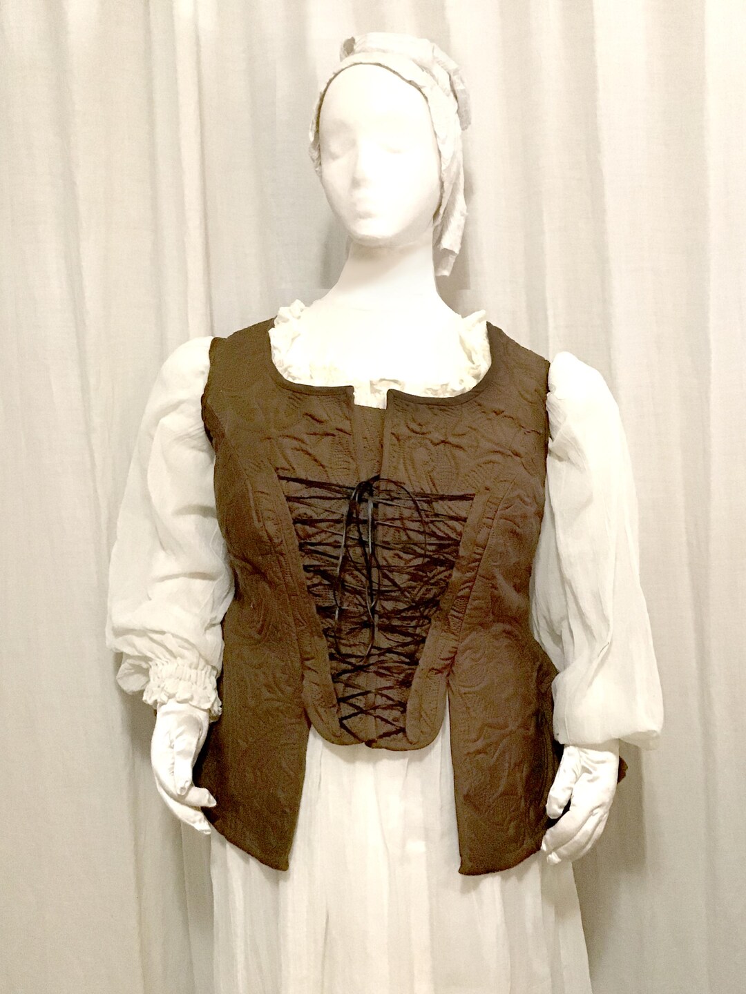 18th Century Quilted Colonial Bodice – “jumps” - Bust 47 - Brown Cotton ...