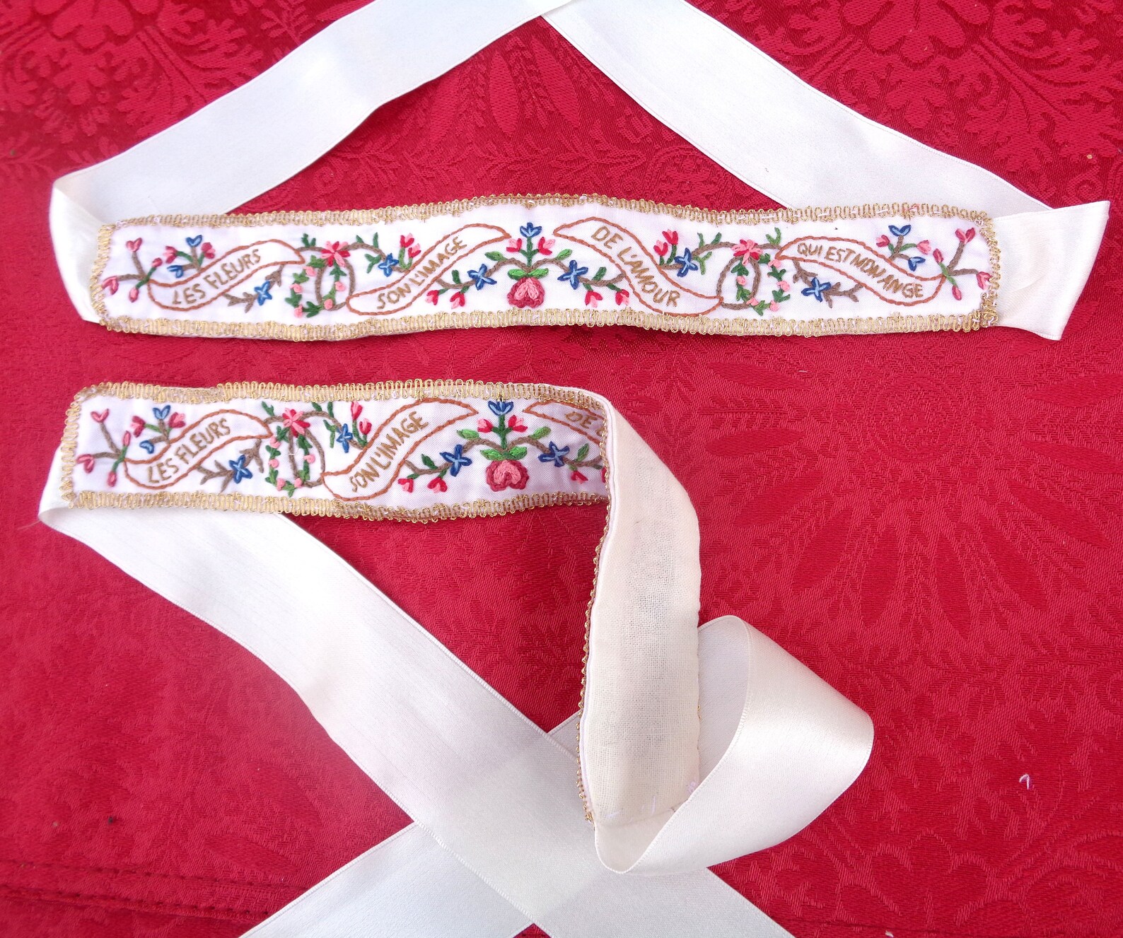 18th C. Style Hand Embroidered Ladies Silk Garters Les | Etsy