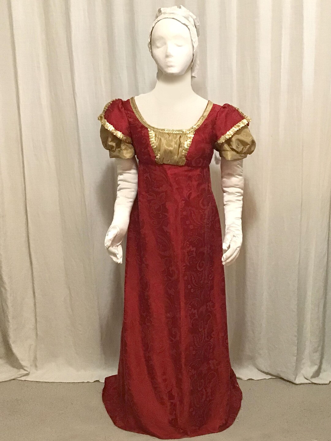 Regency Era –red Formal Gown – Bust 34 - #25-23 - Etsy