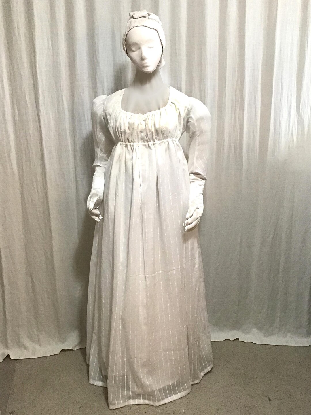 Regency Era – White Gauze Cotton Gown – Bust 36 – Fully Lined #25-10 - Etsy