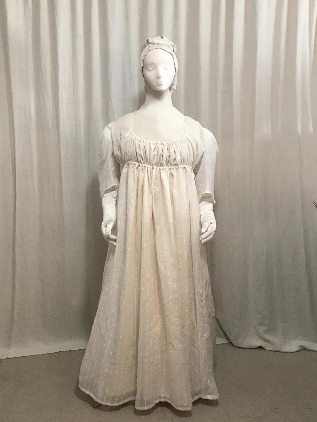 Regency Era – White Gauze Cotton Gown – Bust 40-42 – #25-13 - Etsy
