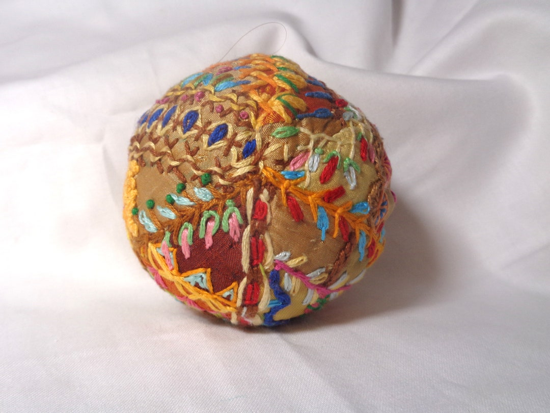 Historic Reproduction-victorian Rainbow Crazy Patch Pincushion/pinball ...