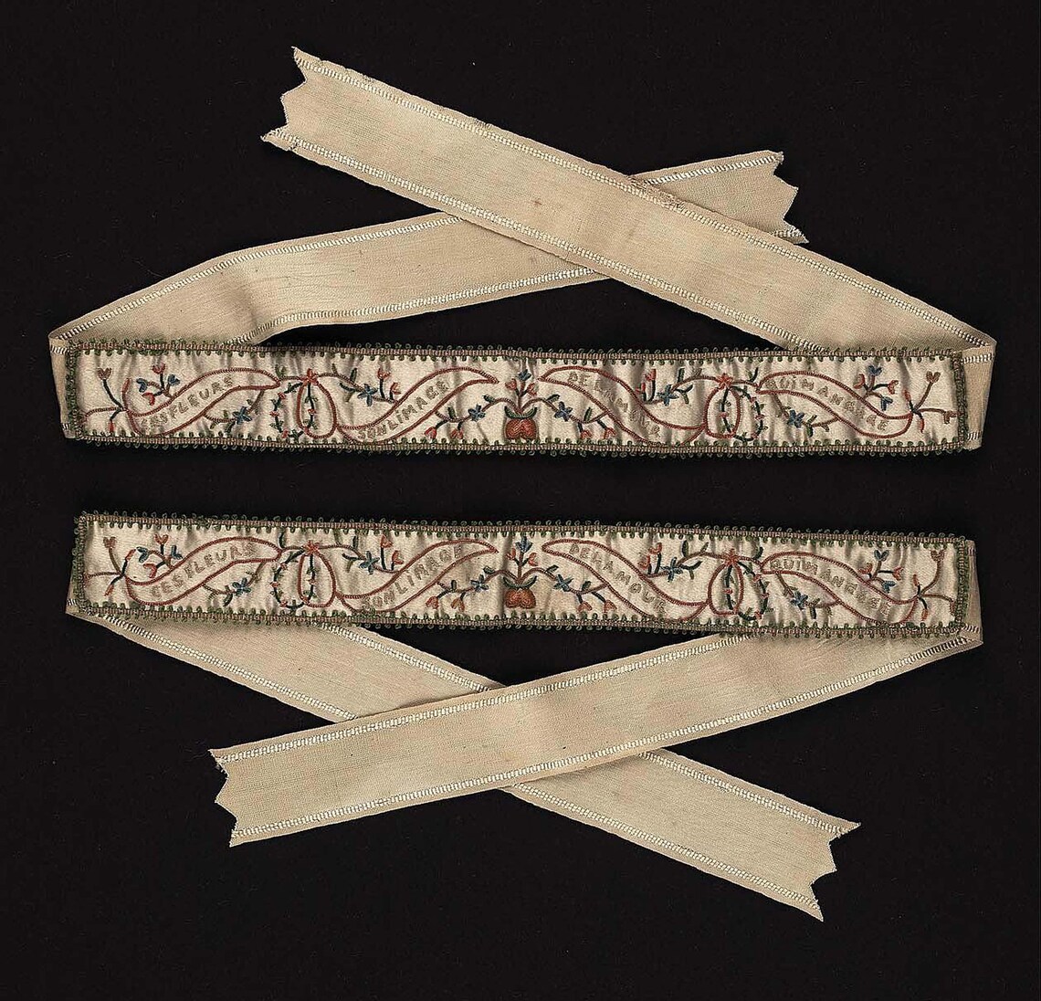 18th C. Style Hand Embroidered Ladies Silk Garters Les | Etsy