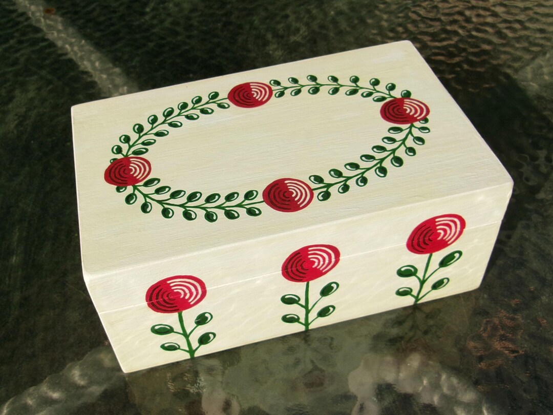 1830s - “rose Garden” Box - Early 19th Century Style Painted Wood ...