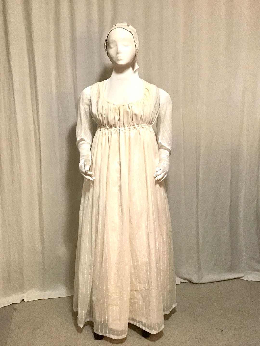 Regency Era – White Gauze Cotton Gown – Bust 38-40 – #25-12 - Etsy