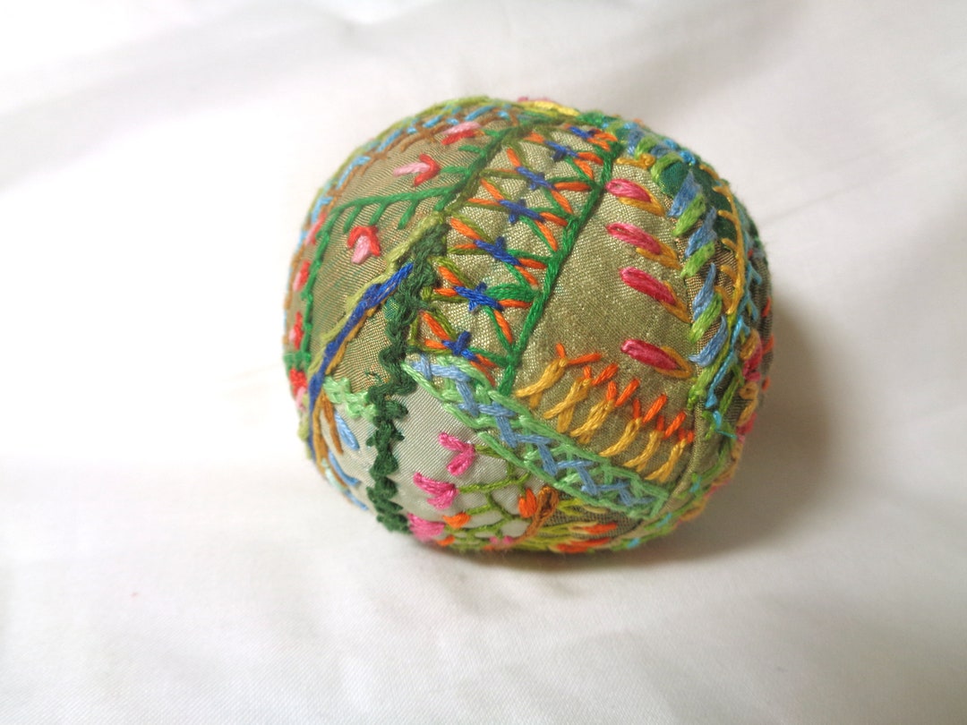 Historic Reproduction-victorian Rainbow Crazy Patch Pincushion/pinball ...