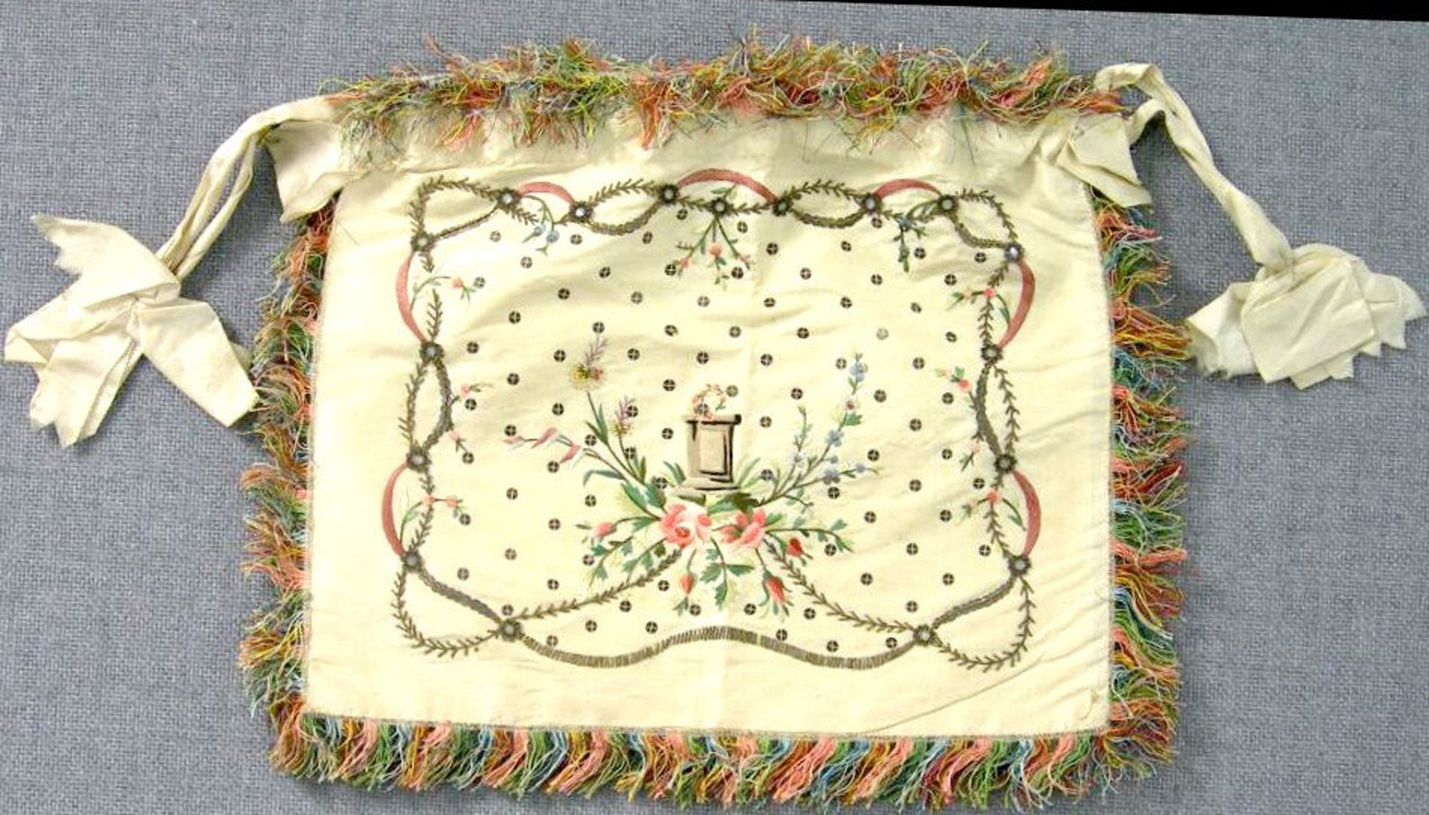 18th Century Embroidered Silk Drawstring Bag - Rose Garden - Museum ...