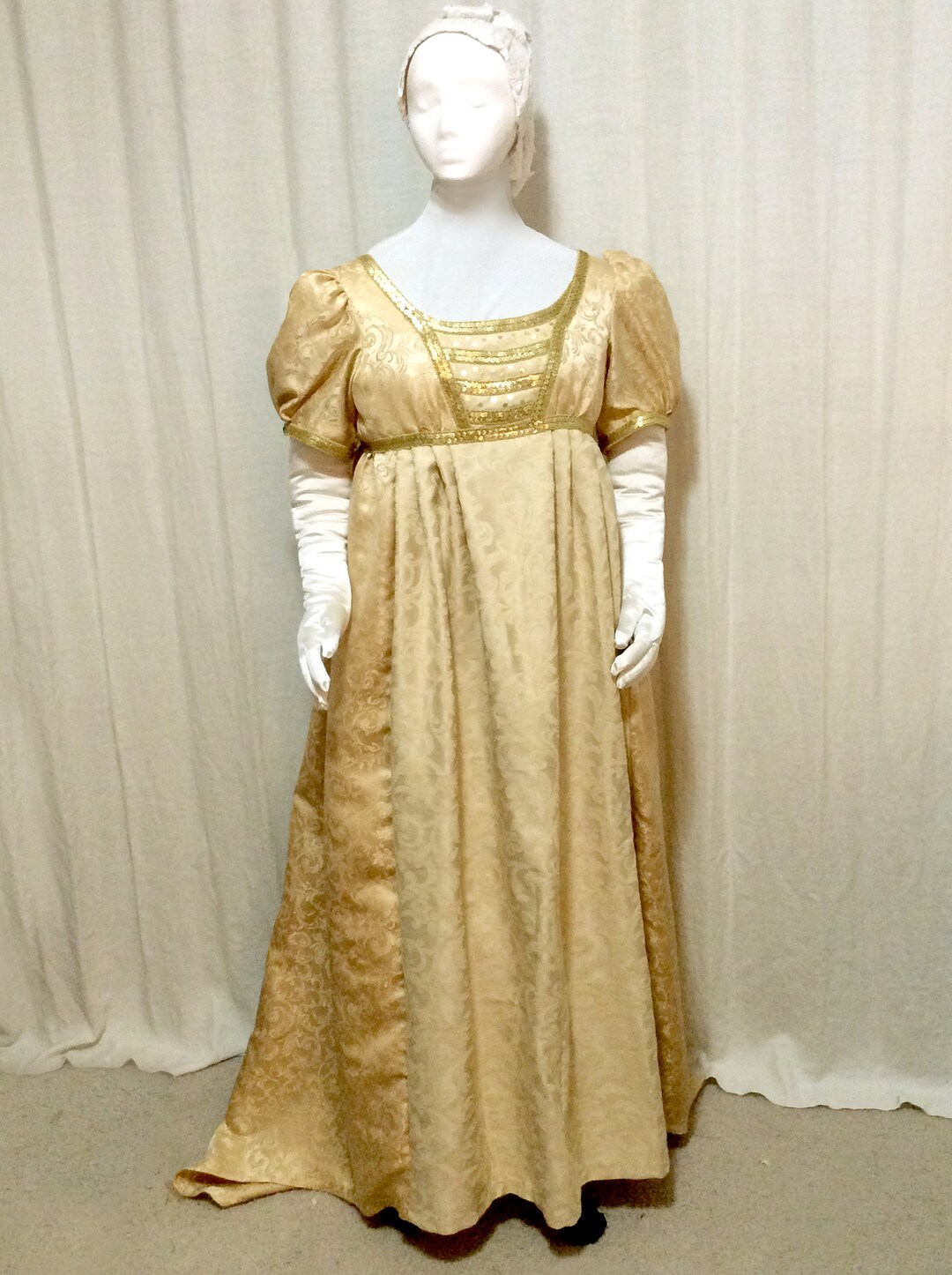 Regency Era gold Sequined Gown Bust 38-40 06 B 38-40 GOLD Formal - Etsy