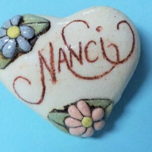 Nanci----vintage Ceramic Heart Name Pin Brooch Jewlery Accessories Gift ...