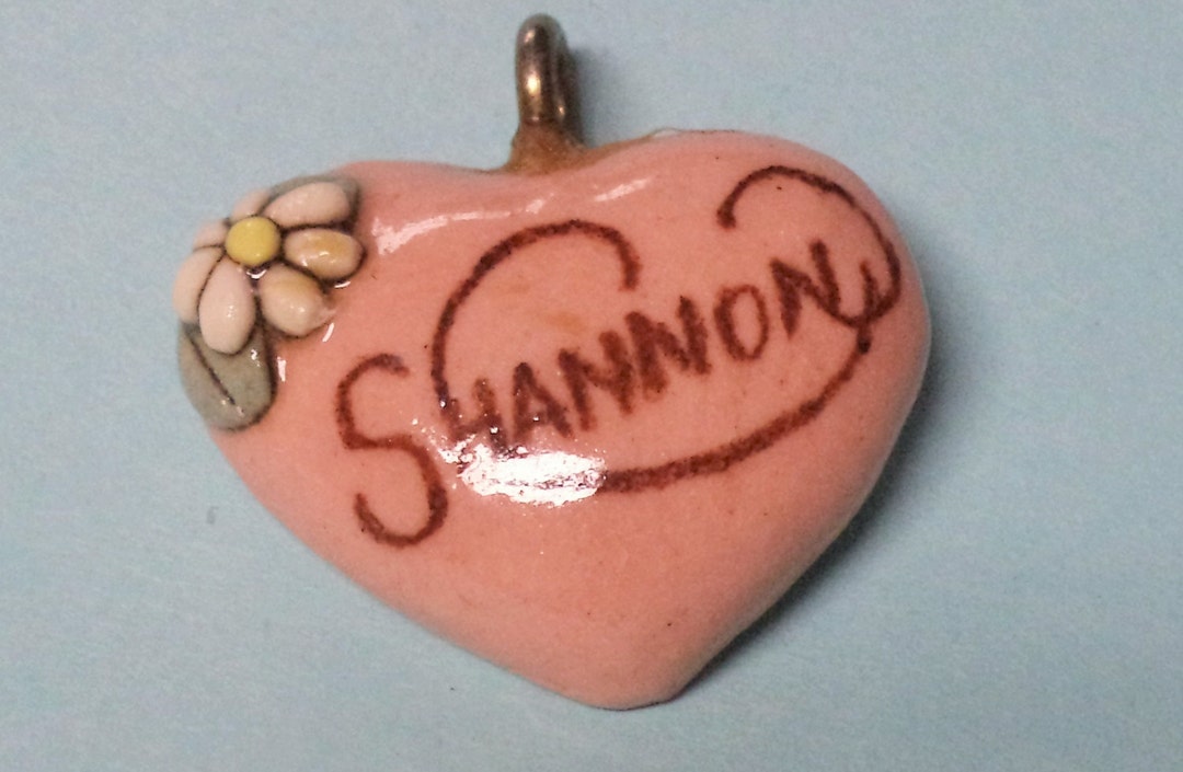 Shannon----vintage Ceramic Heart Name Pendant for Necklace Jewlery ...