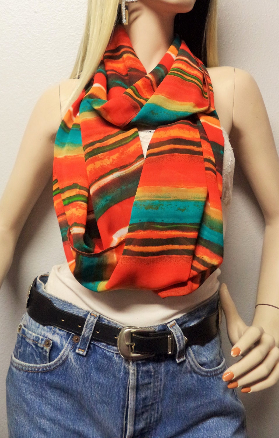 Beautiful Vibrant Infinty Scarf Gorgeous Multi Colors Light - Etsy
