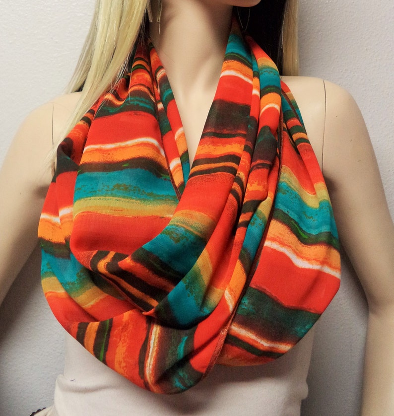 Beautiful Vibrant Infinty Scarf Gorgeous Multi Colors Light Weight ...