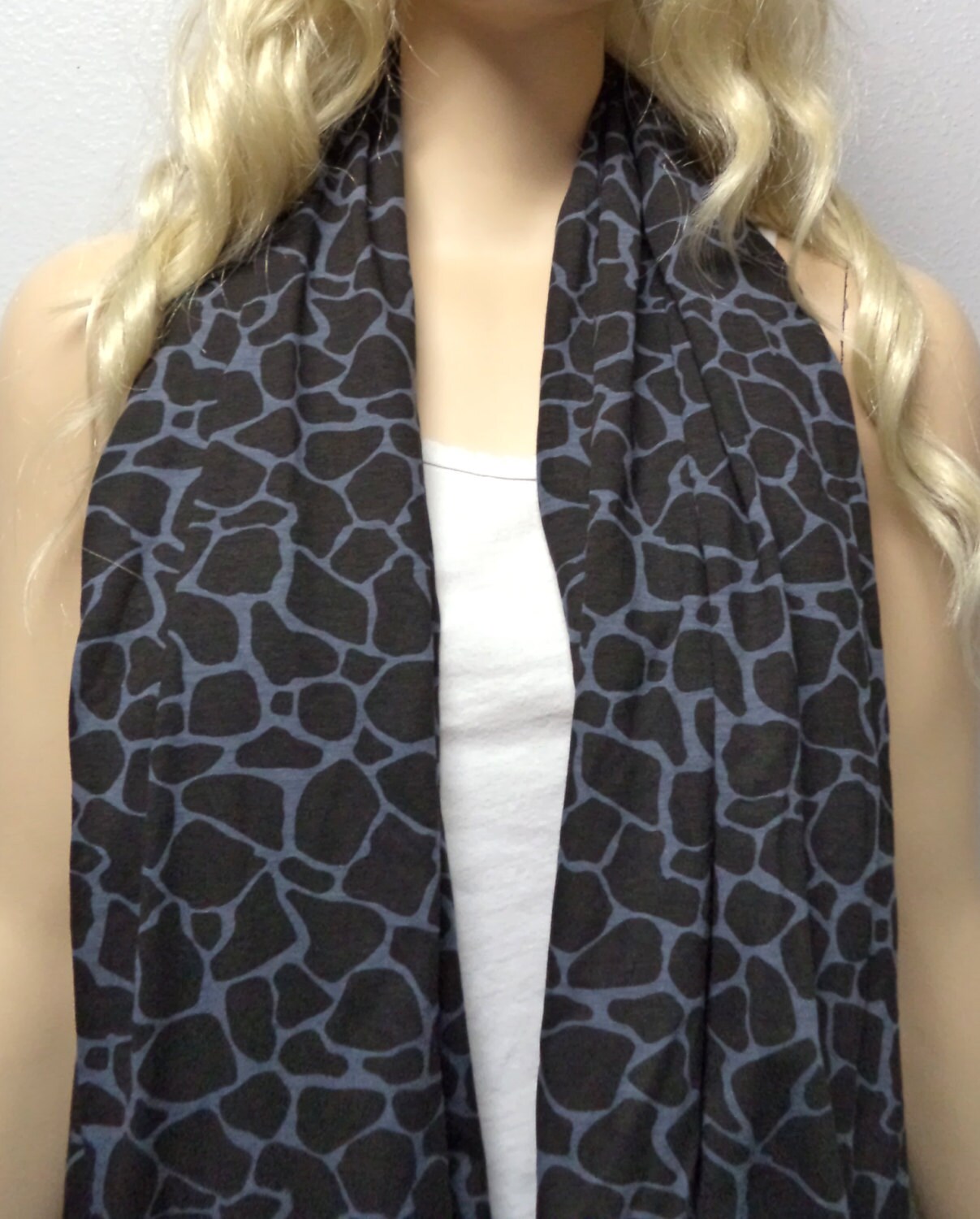 Giraffe Black & Gray Print Infinity Scarf Jersey Knit - Etsy