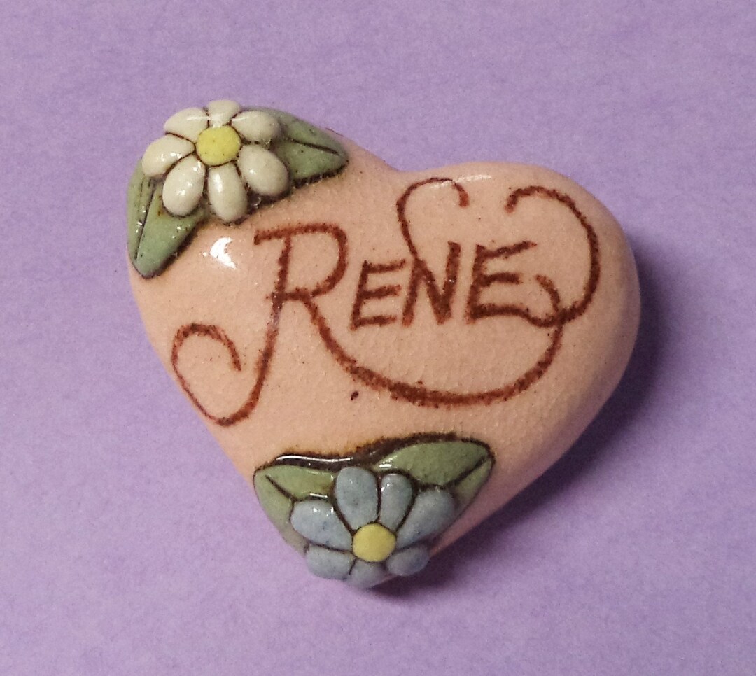 Renevintage Ceramic Heart Name Pin Brooch Jewlery Accessories Gift ...