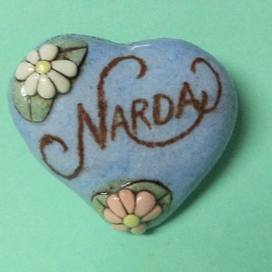 Narda---vintage Ceramic Heart Name Pin Brooch Jewlery Accessories Gift ...