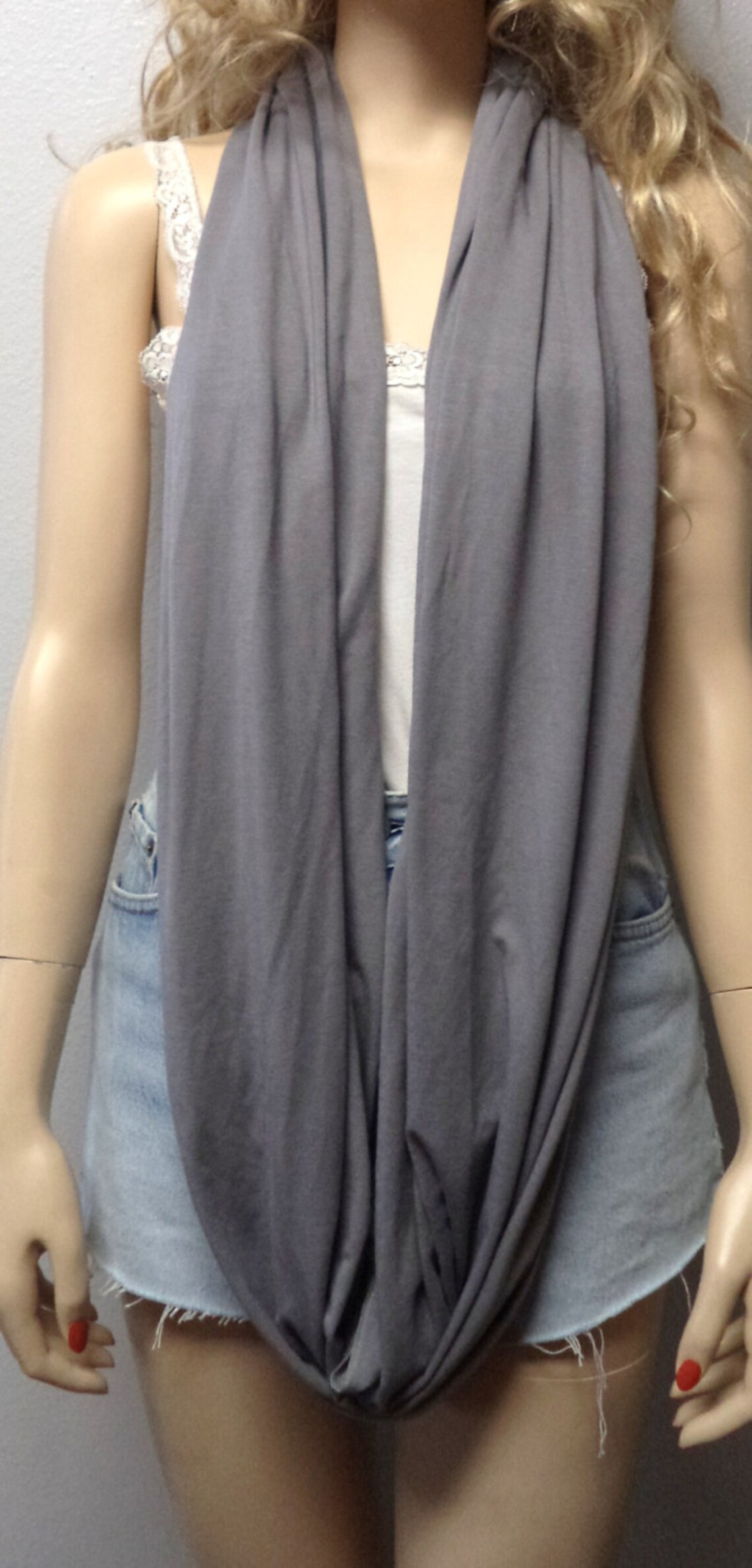 Gentle Gray Infinity Scarf SUPER Soft Knit - Etsy