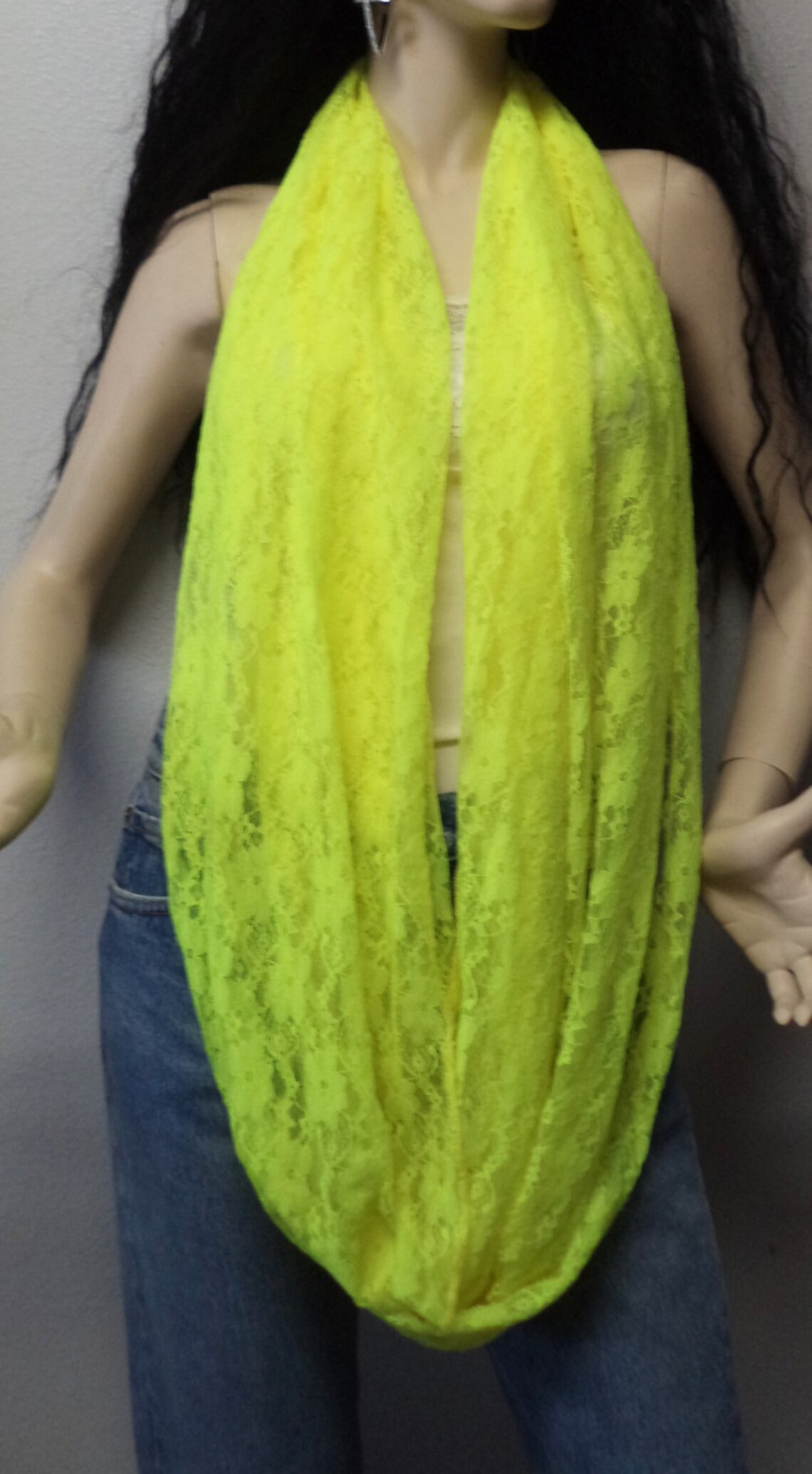 NEON Yellow Soft Lace Infinity Scarf - Etsy