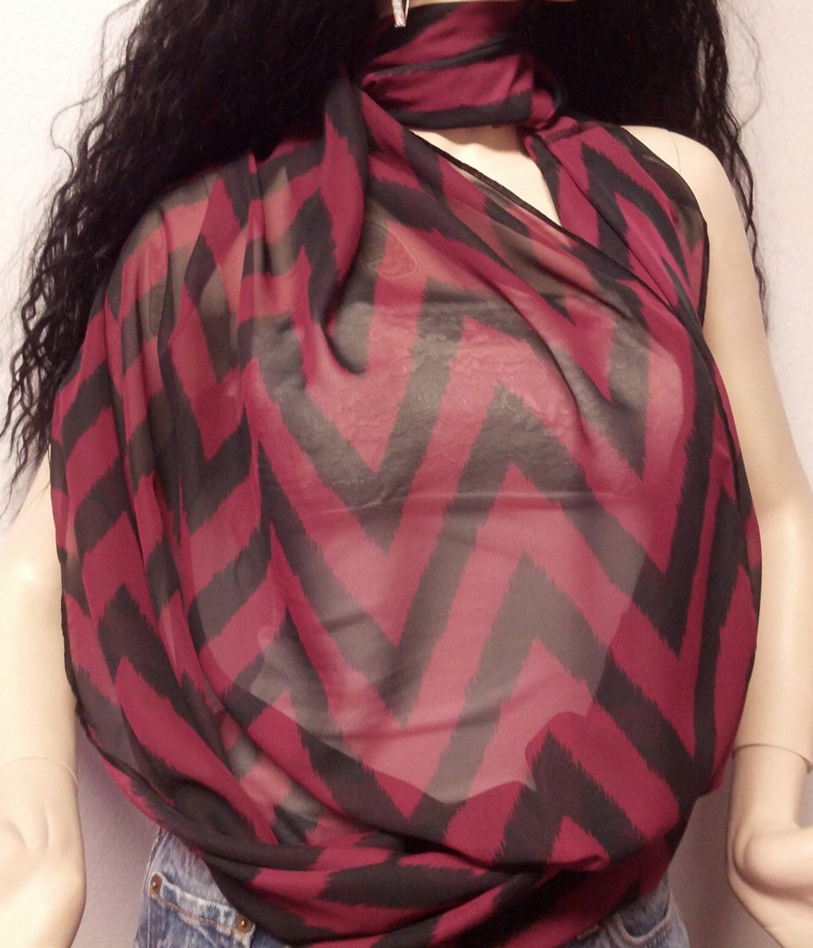 Maroon & Black CHEVRON Infinty Scarf Light Weight - Etsy