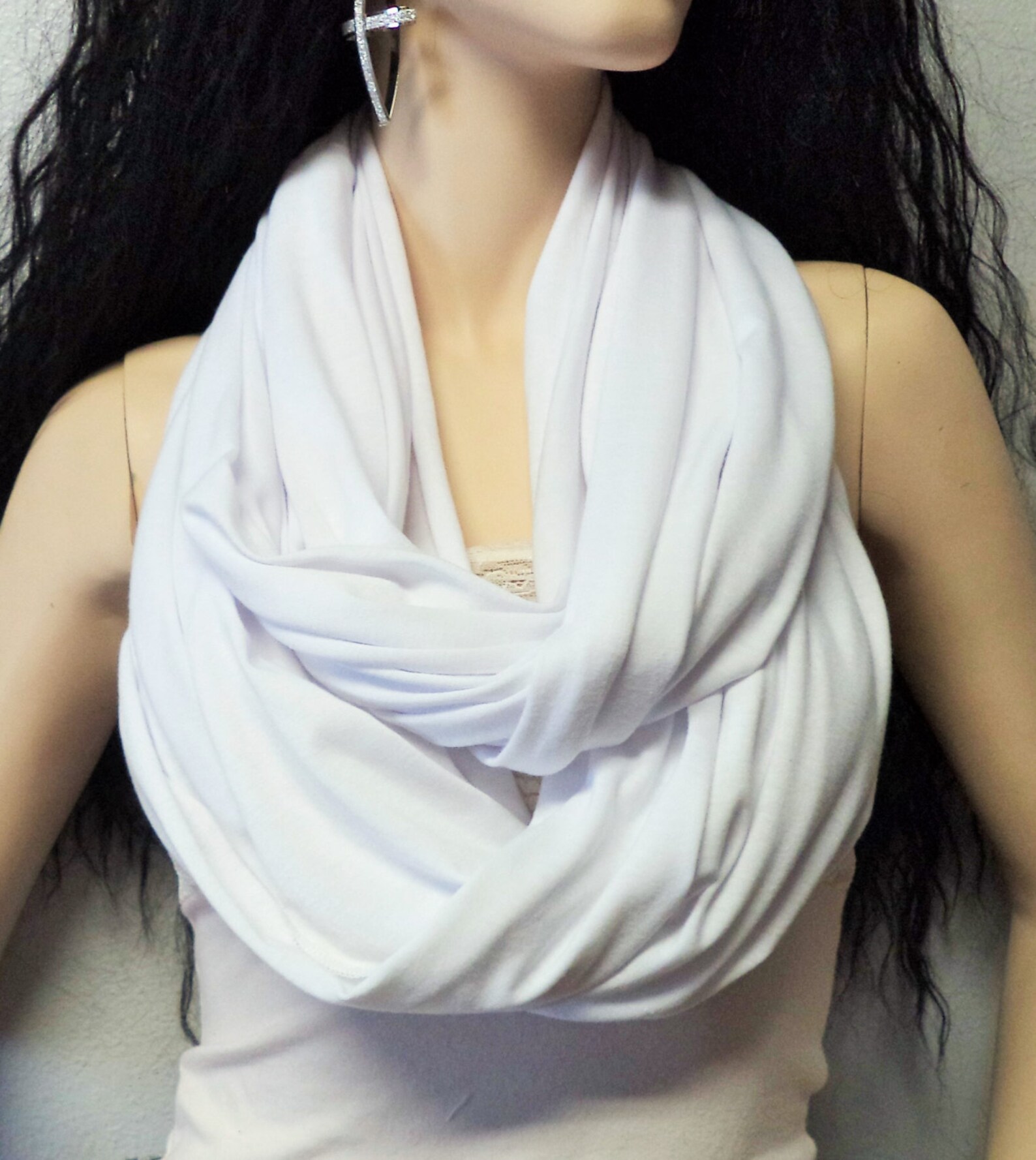 WHITE Infinity Scarf SUPER Soft Jersey Knit - Etsy