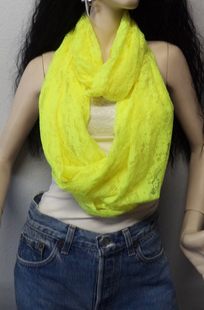 NEON Yellow Soft Lace Infinity Scarf - Etsy