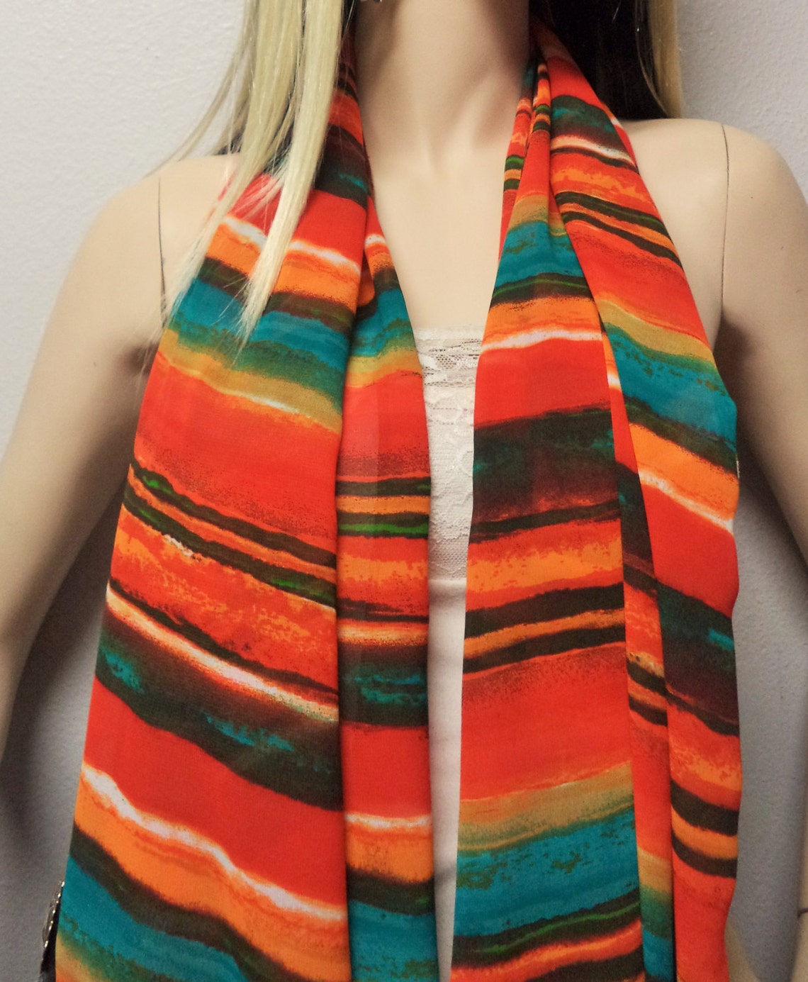 Beautiful Vibrant Infinty Scarf Gorgeous Multi Colors Light Weight ...