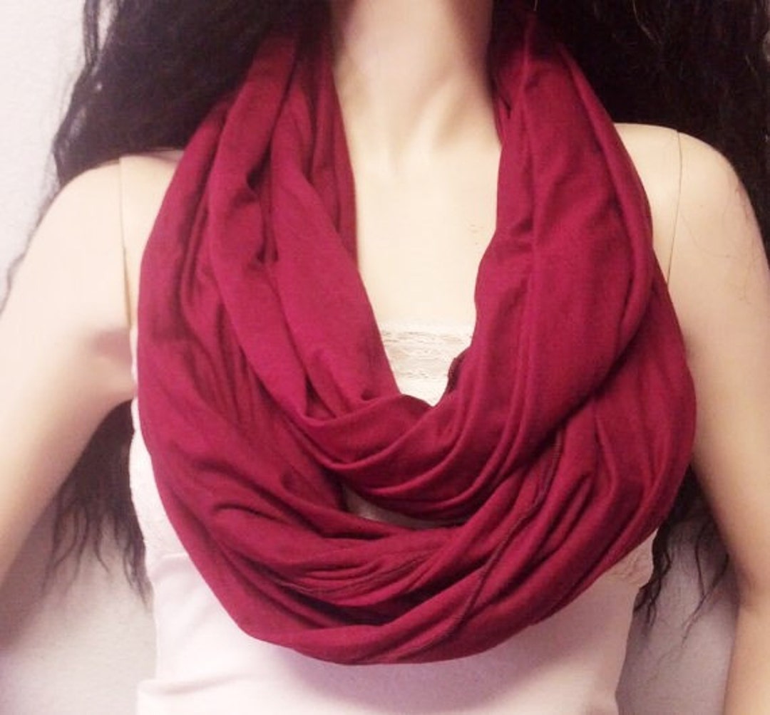 Maroon Wine Infinity Scarf SUPER Soft Jersey Knit - Etsy