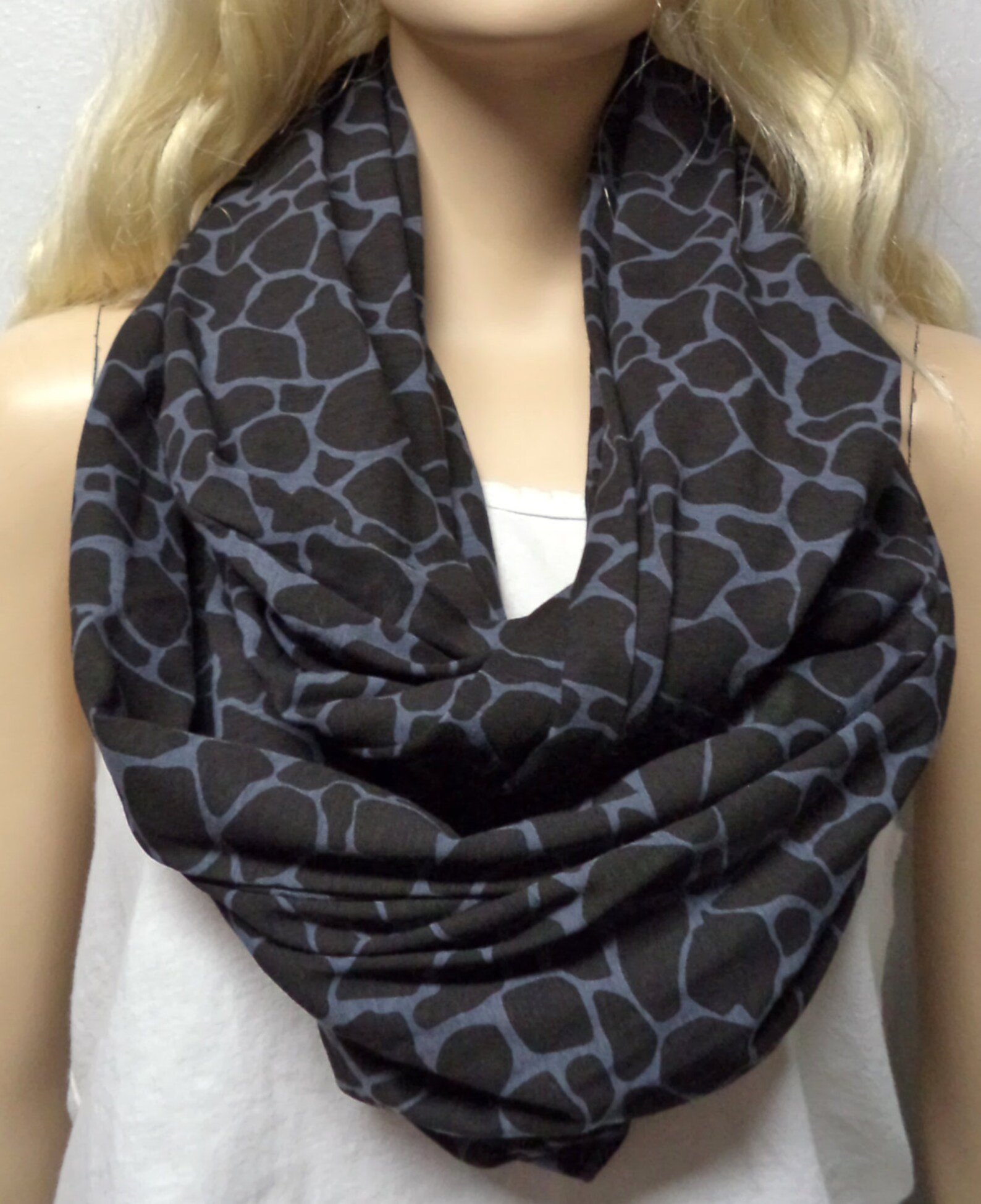 Giraffe Black & Gray Print Infinity Scarf Jersey Knit - Etsy