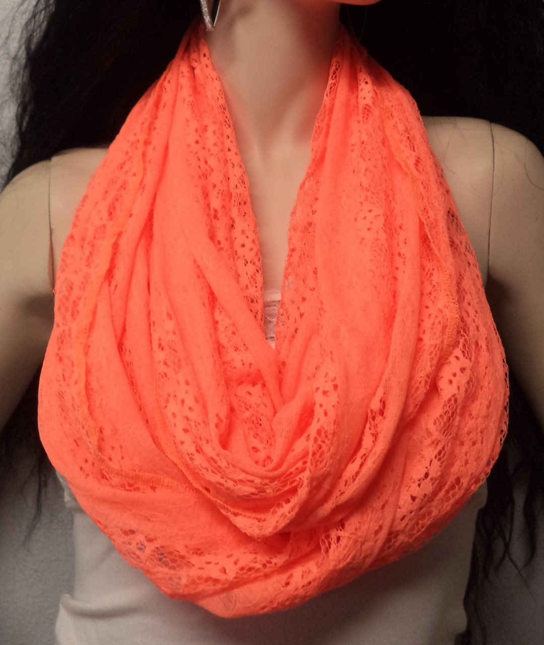 NEON Orange Soft Lace Infinity Scarf - Etsy