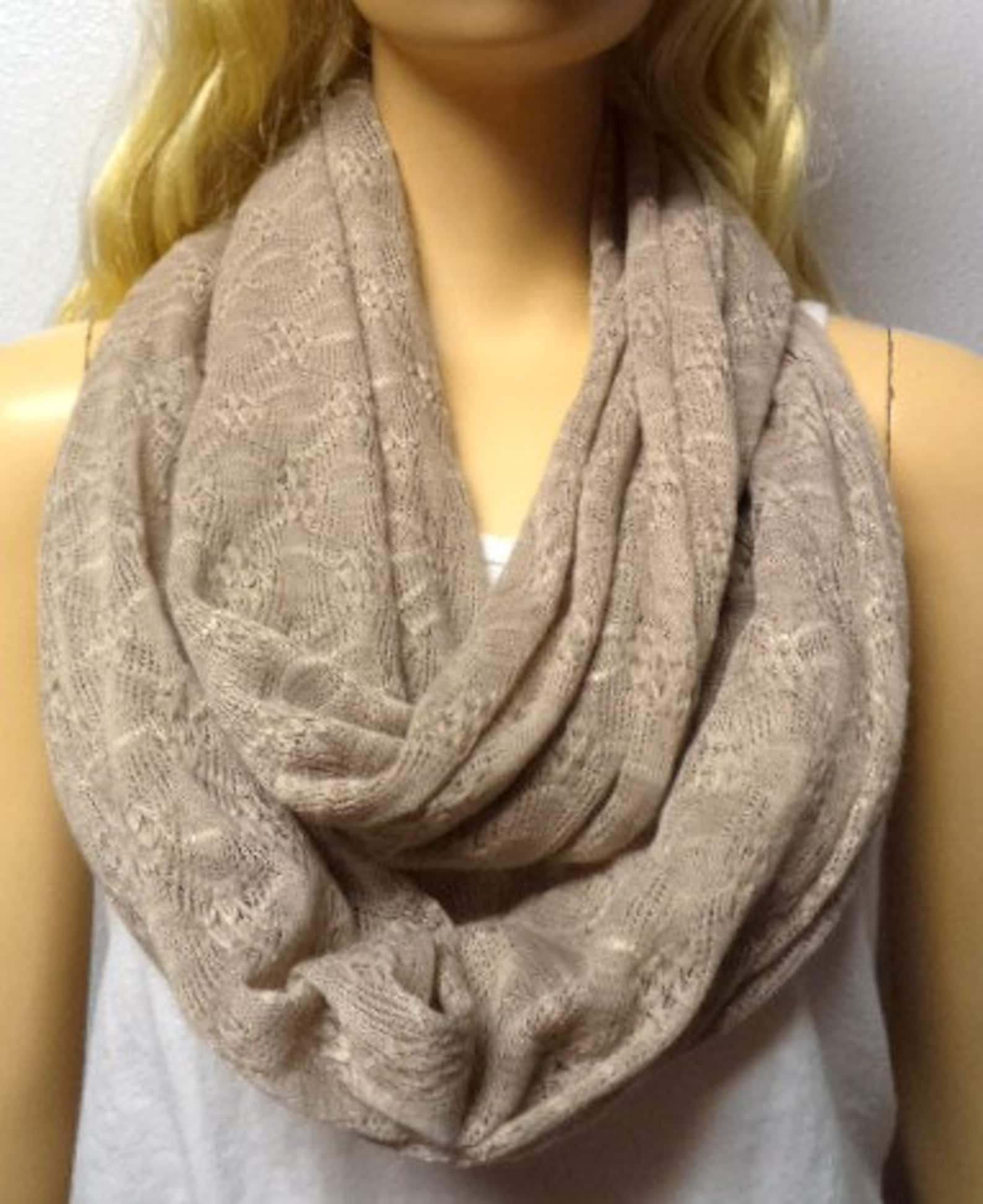 Adorable Infinity Scarf Taupe Tan Comfy Sweater Knit - Etsy