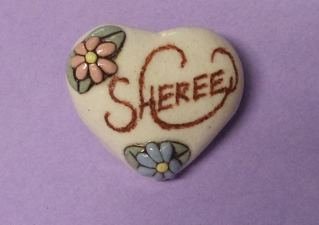 Sheree----vintage Ceramic Heart Name Pin Brooch Jewlery Accessories ...