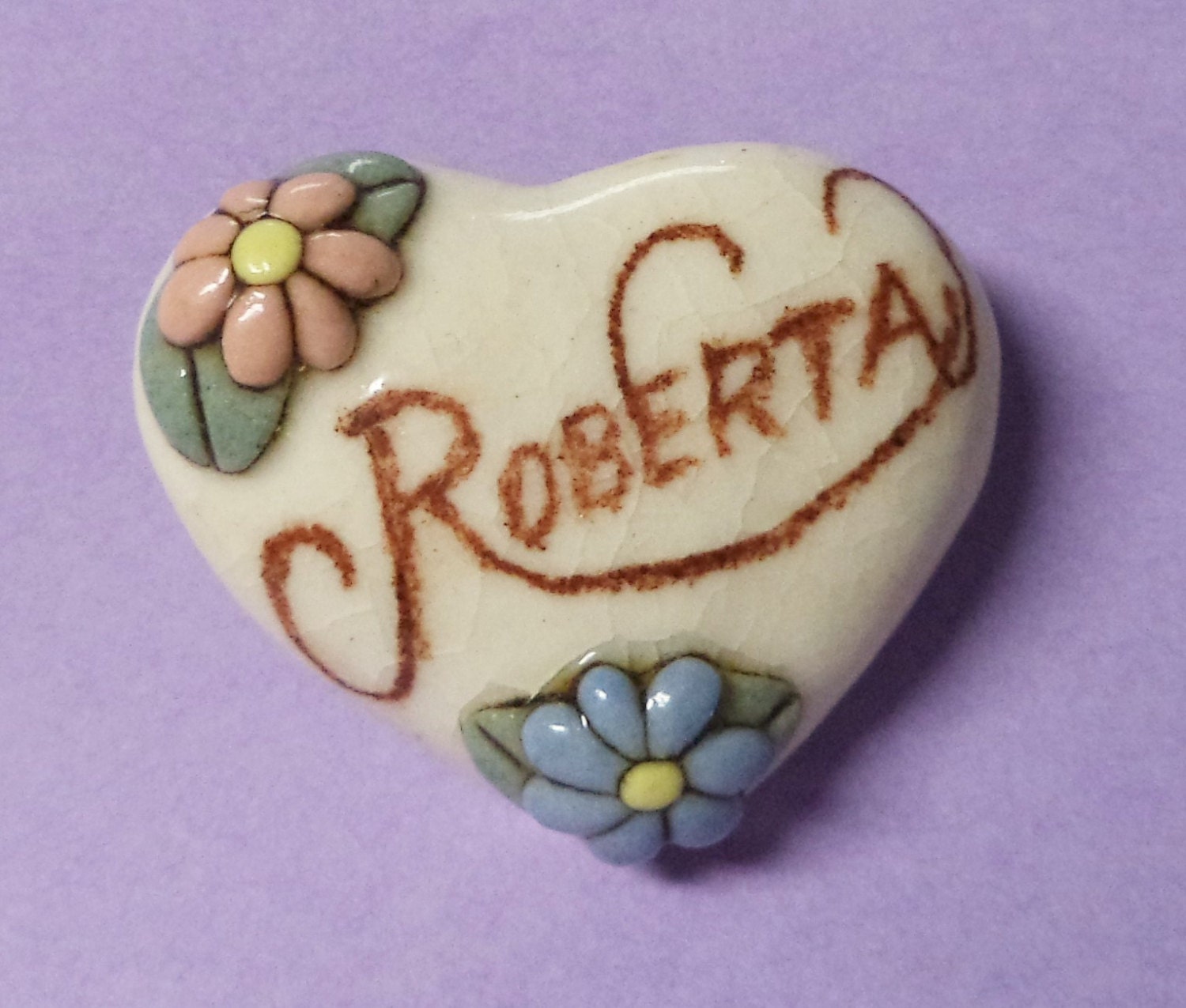 Robertavintage Ceramic Heart Name Pin Brooch Jewlery Accessories Gift ...