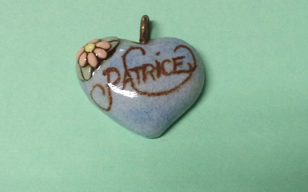 Patrice----vintage Ceramic Heart Name Pendant for Necklace Jewlery ...