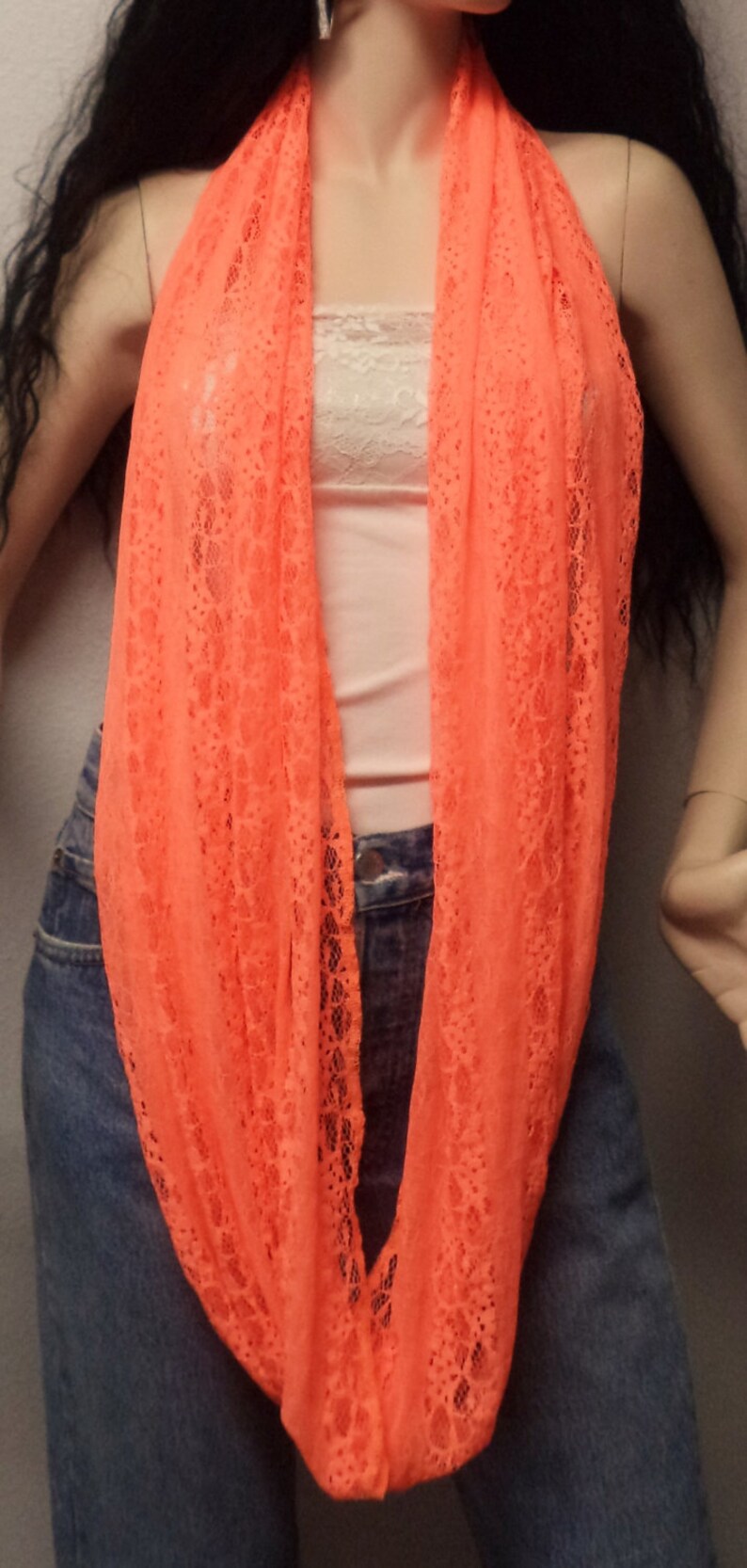 NEON Orange Soft Lace Infinity Scarf - Etsy