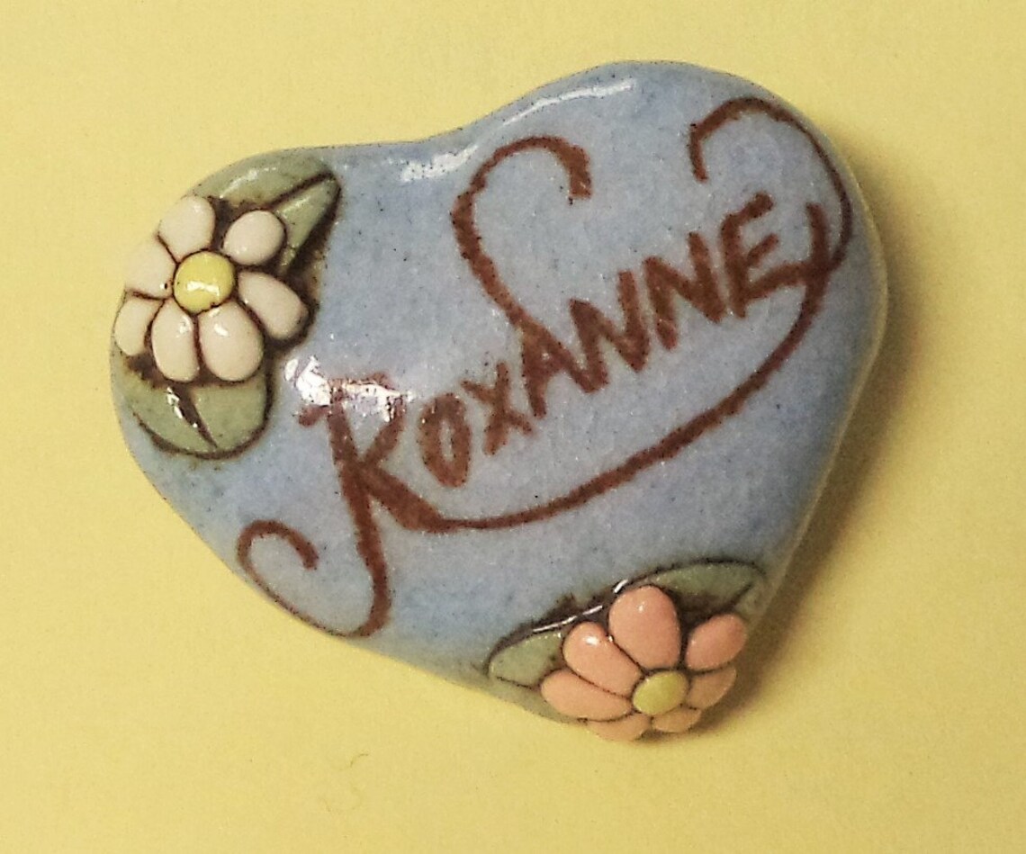 Roxanne---vintage Ceramic Heart Name Pin Brooch Jewlery Accessories ...