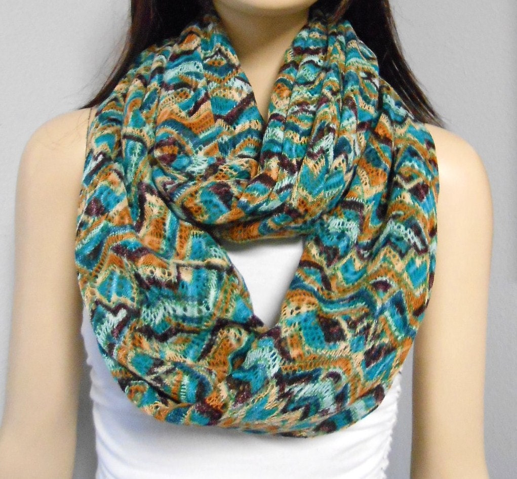 Chevron Multi Color Print Infinity Scarf Sweater Knit - Etsy