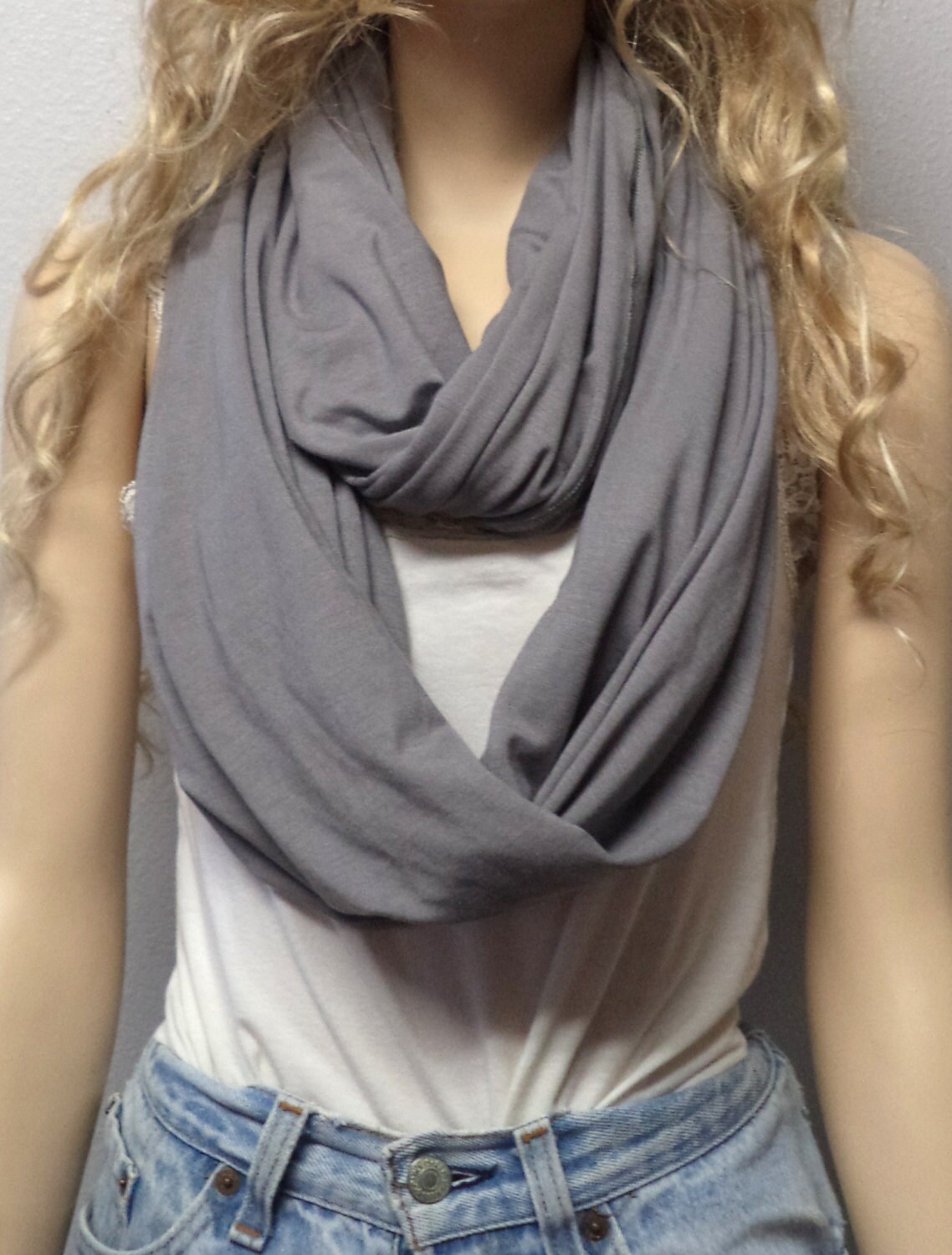 Gentle Gray Infinity Scarf SUPER Soft Knit - Etsy