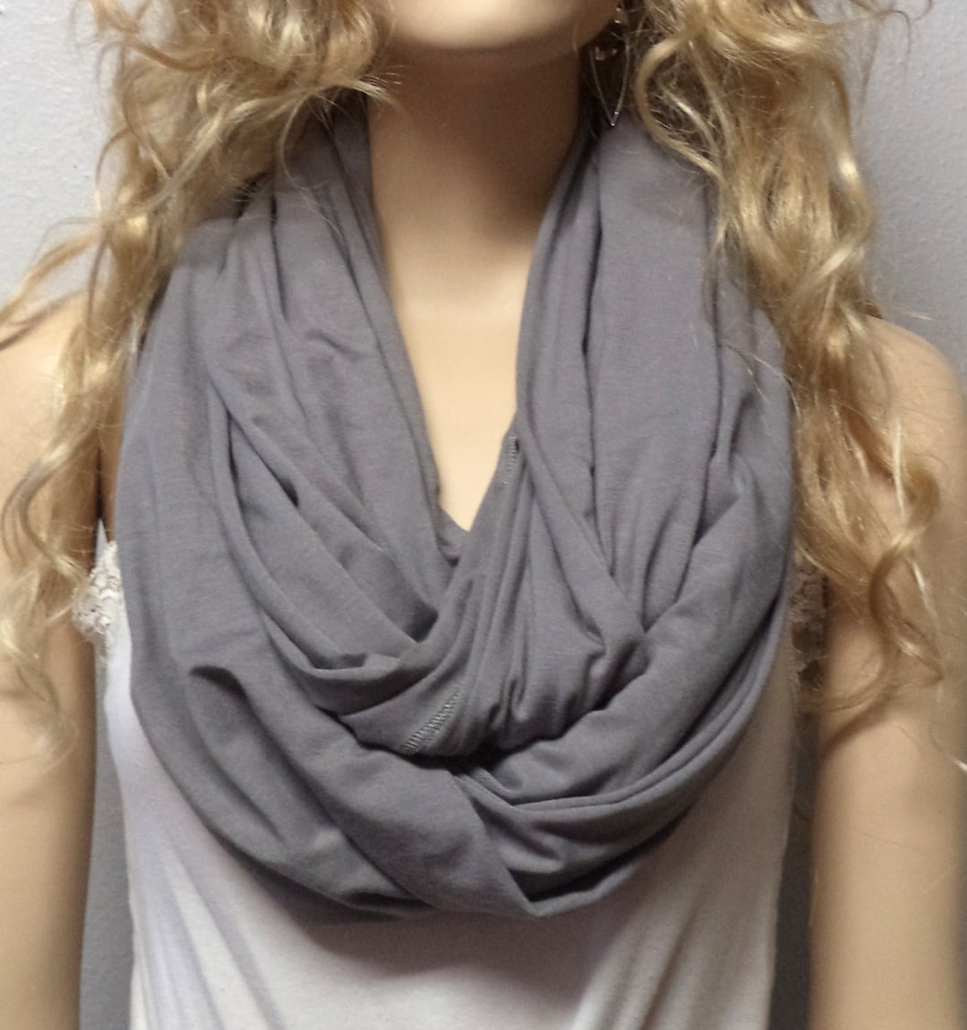 Gentle Gray Infinity Scarf SUPER Soft Knit - Etsy