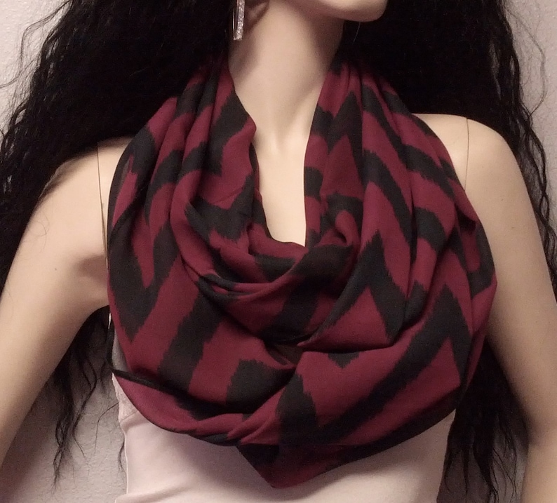 Maroon & Black CHEVRON Infinty Scarf Light Weight - Etsy