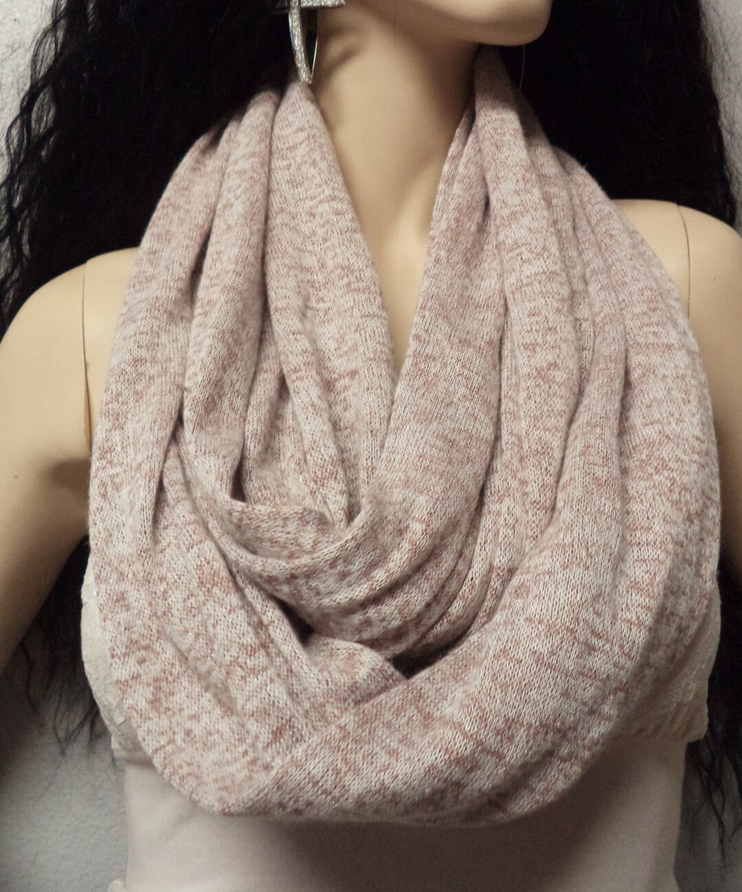 Super Cute & Soft Sweater Knit Tan Speckled Space Dye Infinity Scarf - Etsy