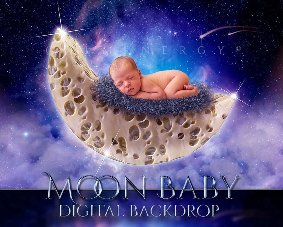 Moon Baby Newborn Digital Background, Moon Baby Digital Backdrop, Moon ...