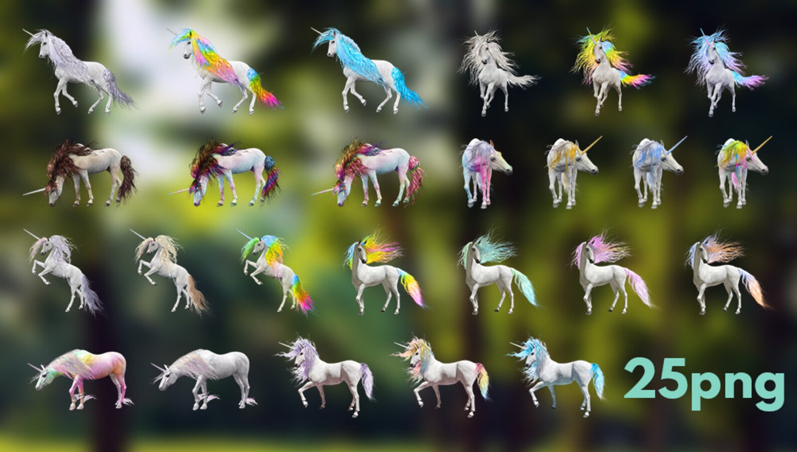 Unicorn Horse Overlays 25 Png Overlays for Photoshop. White Unicorns ...