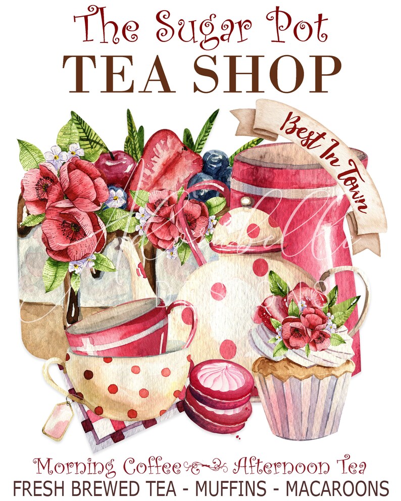 Tea Shop Farmhouse Sign Digital Download Shabby Chic Bake - Etsy