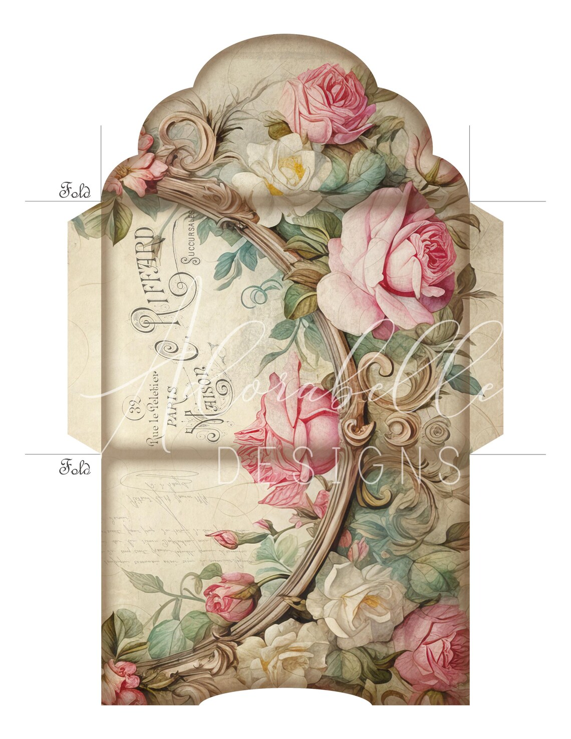 Shabby Chic Rose Envelope Templates: French Country DIY Stationery ...