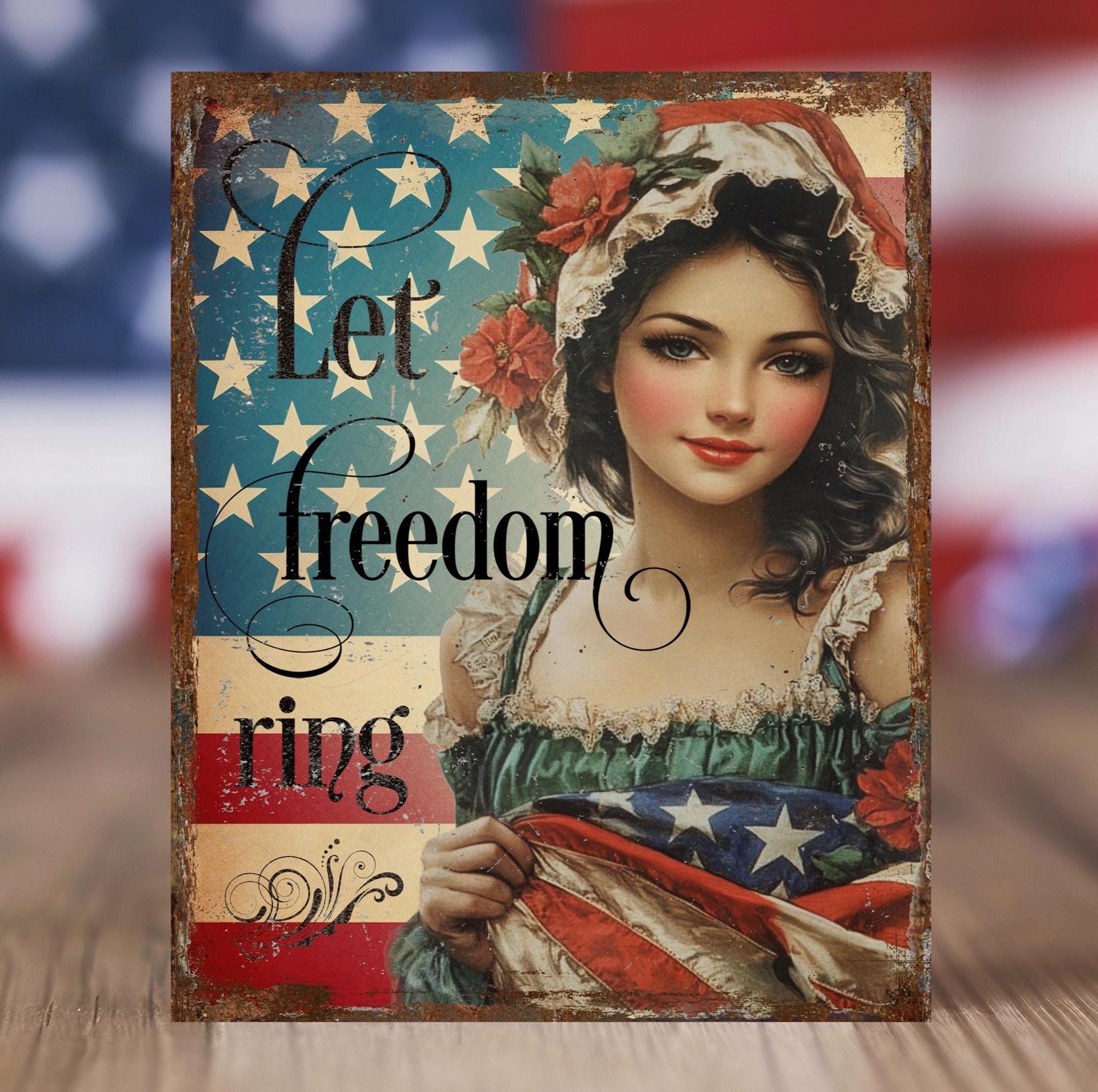 4th of July Printable: Victorian Lady, Freedom Ring (digital Download ...