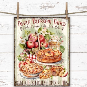 Diner Sign Digital Download DIY Rustic Farmhouse Apple Shabby Chic ...
